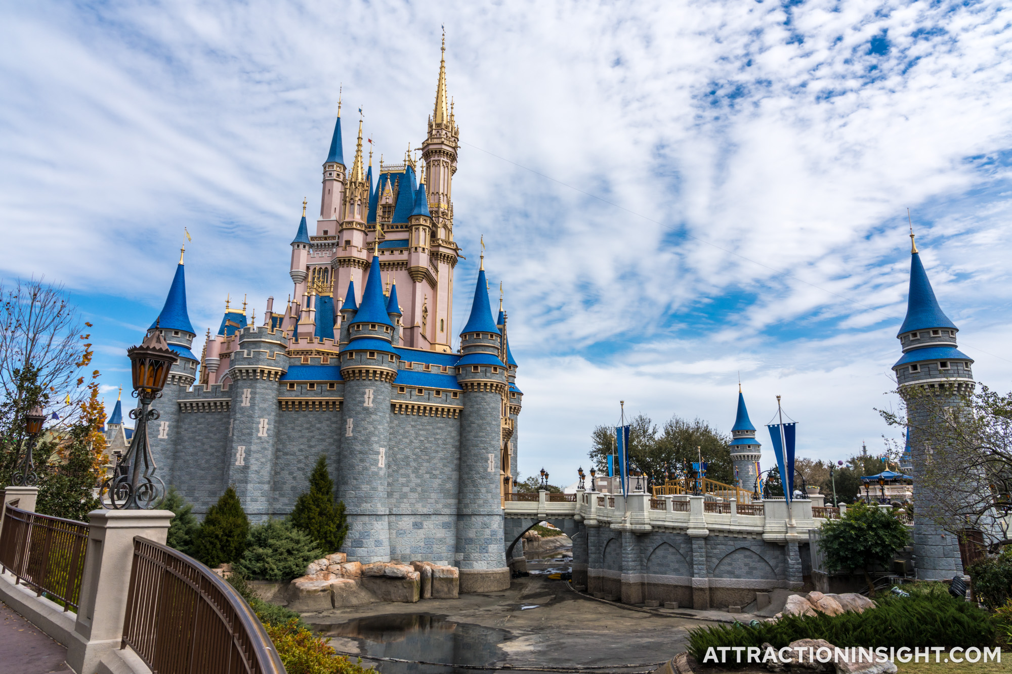 PHOTO UPDATE: Cinderella Castle Paint Work Advances, Moat Drained ...